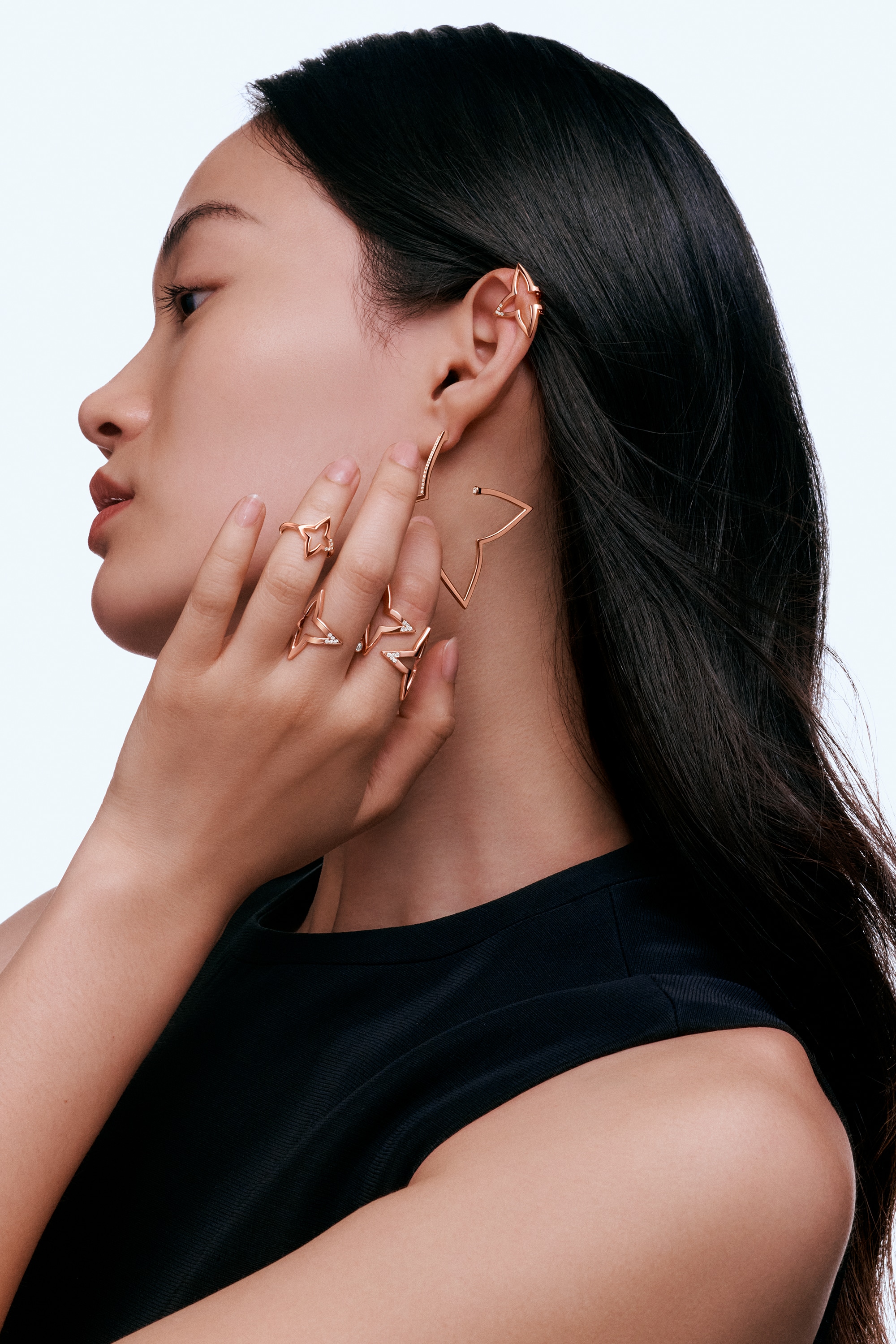 Ombre Blossom XL Hoops, Pink Gold And Diamonds - Luxury Pink | LOUIS ...